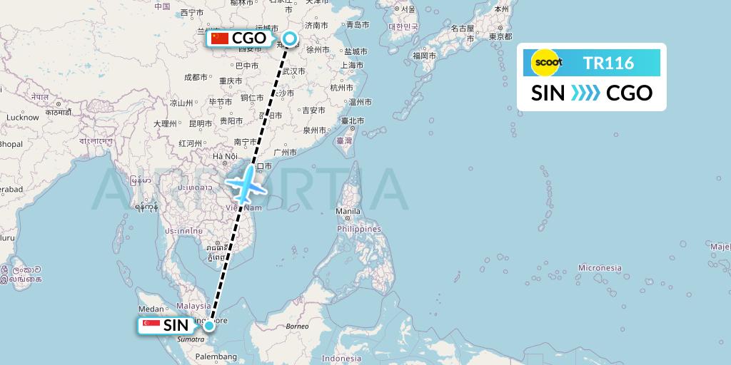 TR116 Flight Status Tigerair: Singapore to Zhengzhou (TGW116)