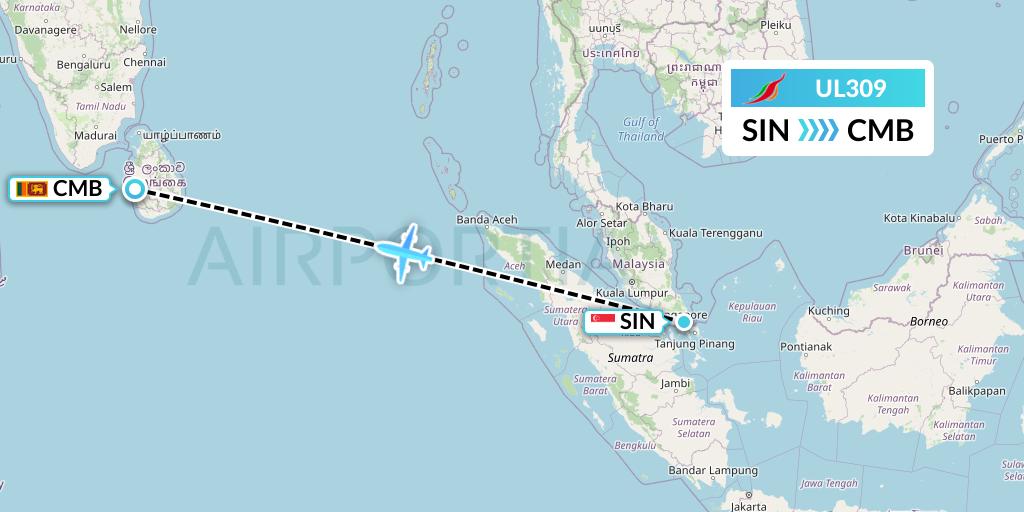 UL309 Flight Status SriLankan Airlines: Singapore to Colombo (ALK309)