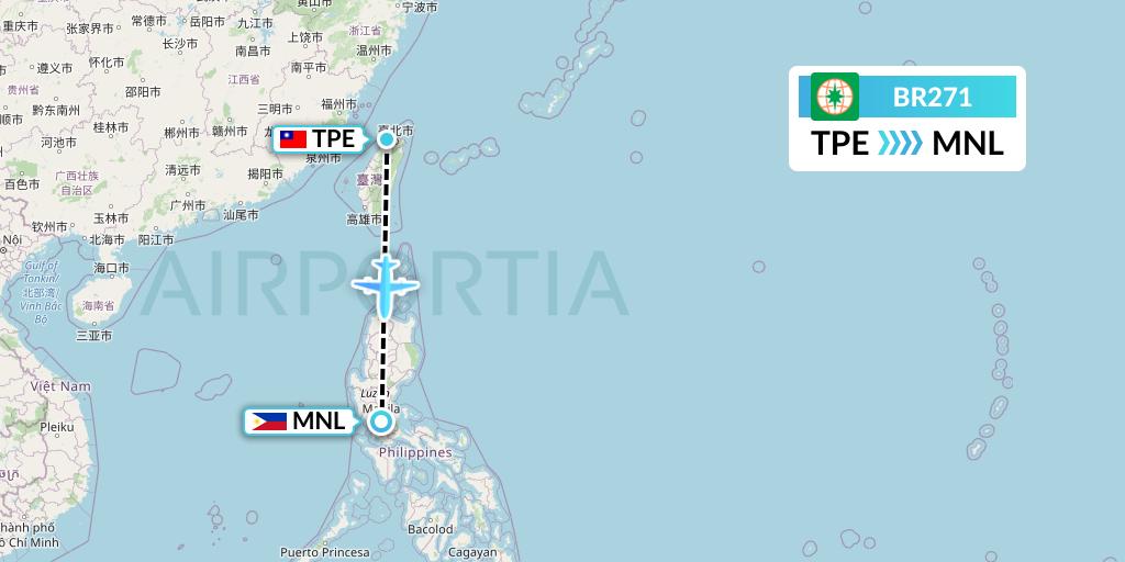 BR271 Flight Status EVA Air: Taipei to Manila (EVA271)