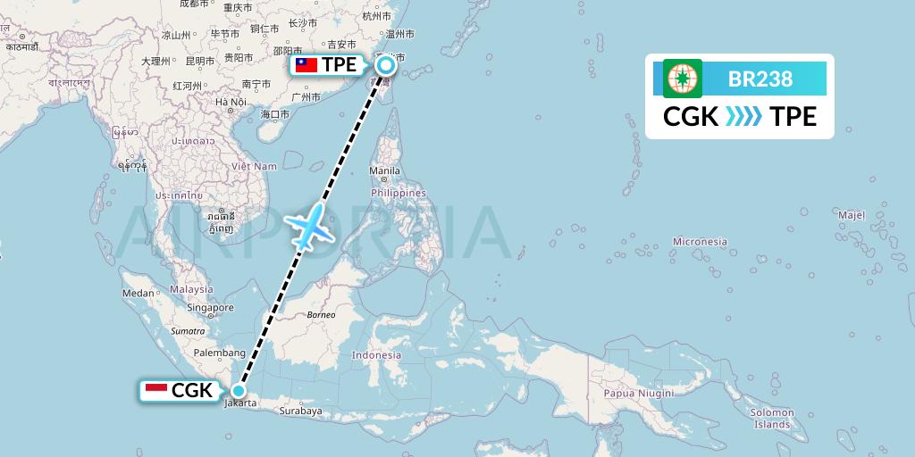 BR238 Flight Status EVA Air: Jakarta to Taipei (EVA238)
