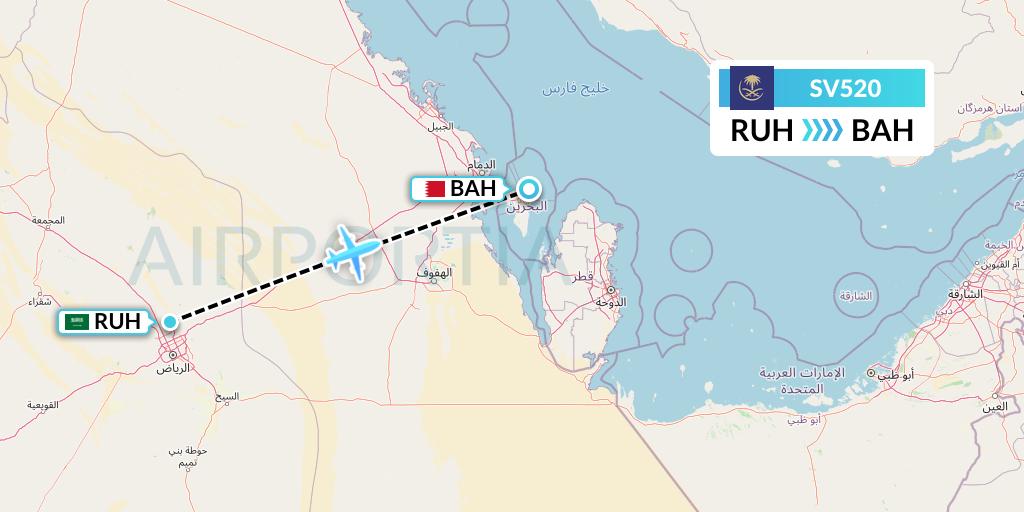 SV520 Flight Status Saudi Arabian Airlines: Riyadh to Bahrain (SVA520)