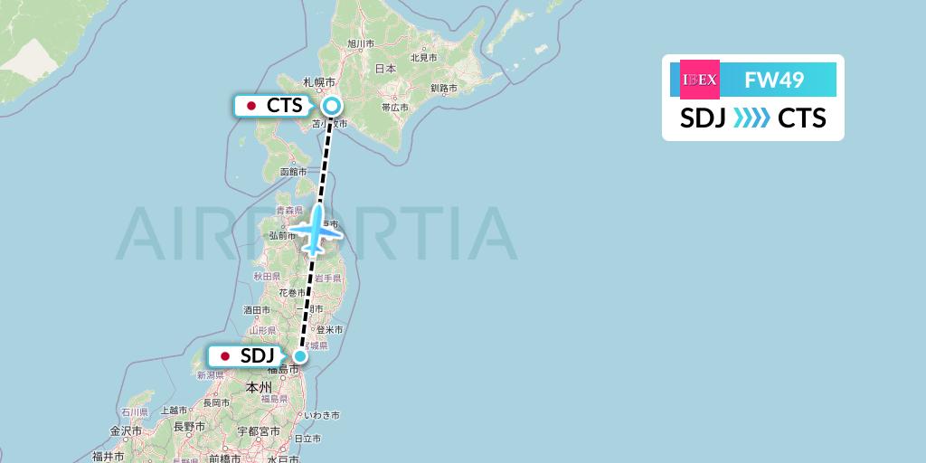 FW49 Flight Status Ibex Airlines: Sendai to Sapporo (IBX49)