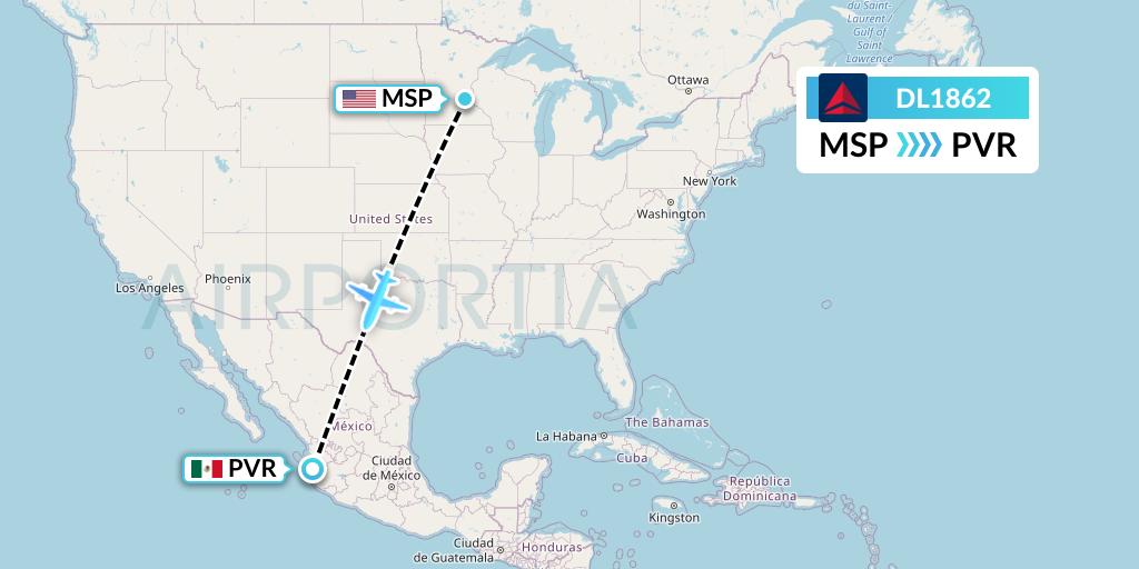 DL1862 Flight Status Delta Air Lines: Minneapolis to Puerto Vallarta ...