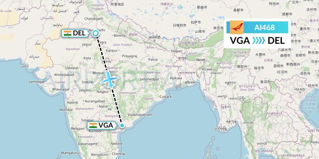 AI468 Flight Status Air India: Vijayawada to Delhi (AIC468)