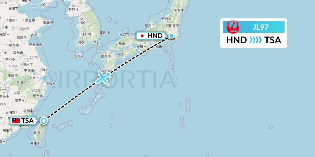 JL97 Flight Status Japan Airlines: Tokyo to Taipei (JAL97)