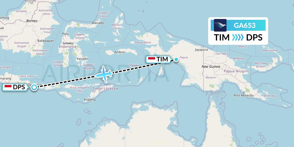 GA653 Flight Status Garuda Indonesia: Timika to Denpasar (GIA653)
