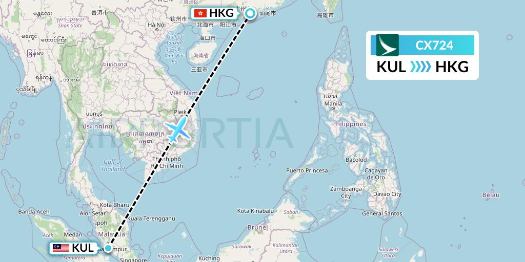 CX724 Flight Status Cathay Pacific: Kuala Lumpur to Hong Kong (CPA724)