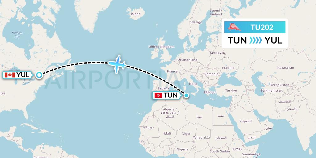 TU202 Flight Status Tunisair: Tunis to Montreal (TAR202)