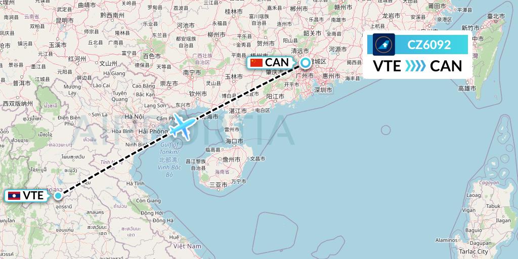 CZ6092 Flight Status China Southern Airlines: Vientiane to Guangzhou ...