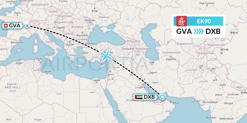 EK90 Flight Status Emirates: Geneva to Dubai (UAE90)