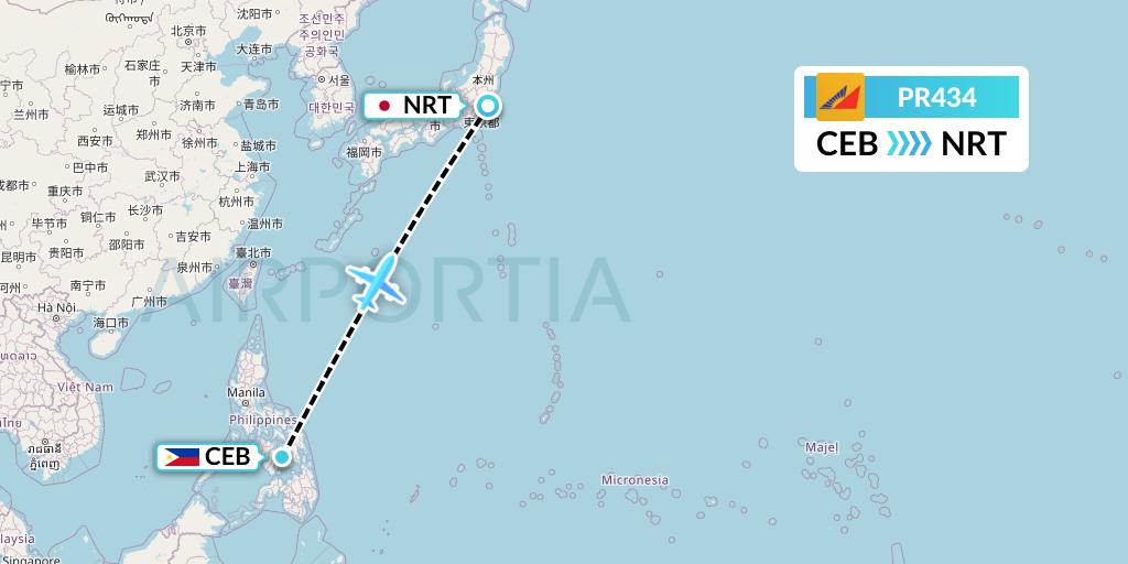 PR434 Flight Status Philippine Airlines: Cebu to Tokyo (PAL434)