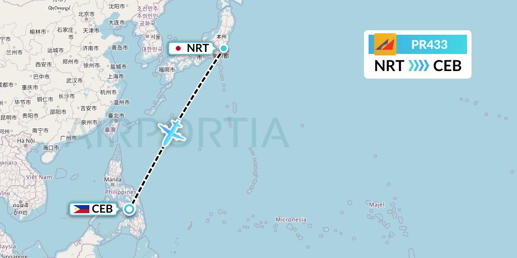 PR433 Flight Status Philippine Airlines: Tokyo to Cebu (PAL433)
