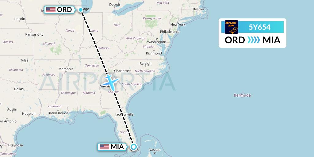 5Y654 Flight Status Atlas Air: Chicago to Miami (GTI654)