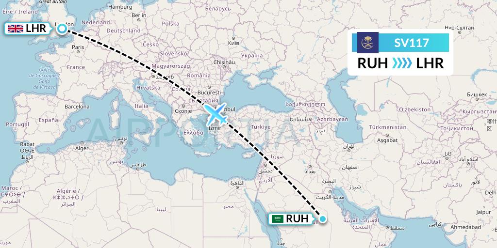 SV117 Flight Status Saudi Arabian Airlines: Riyadh to London (SVA117)