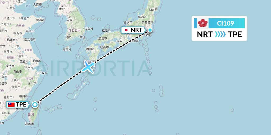 CI109 Flight Status China Airlines: Tokyo to Taipei (CAL109)