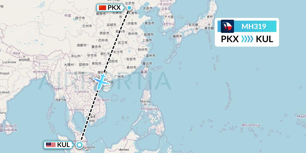 MH319 Flight Status Malaysia Airlines: Beijing to Kuala Lumpur (MAS319)