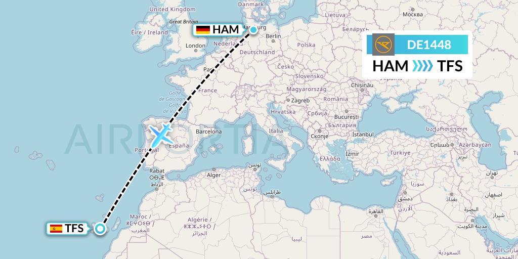 DE1448 Flight Status Condor: Hamburg to Tenerife (CFG1448)