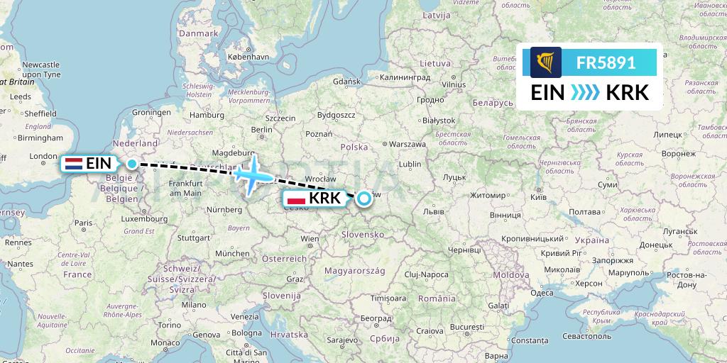 FR5891 Flight Status Ryanair: Eindhoven to Krakow (RYR5891)