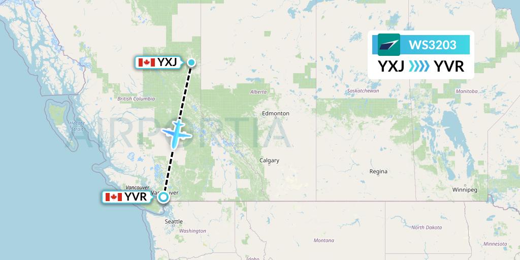 WS3203 Flight Status WestJet: Fort St. John to Vancouver (WJA3203)
