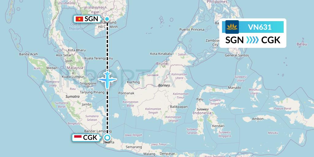 VN631 Flight Status Vietnam Airlines: Ho Chi Minh City to Jakarta (HVN631)