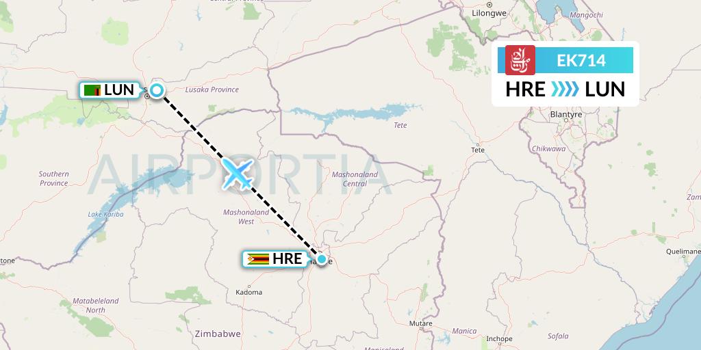 EK714 Flight Status Emirates: Harare to Lusaka (UAE714)