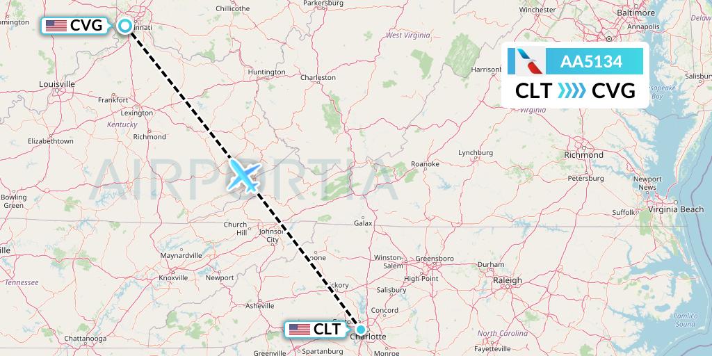 AA5134 Flight Status American Airlines: Charlotte to Cincinnati (AAL5134)