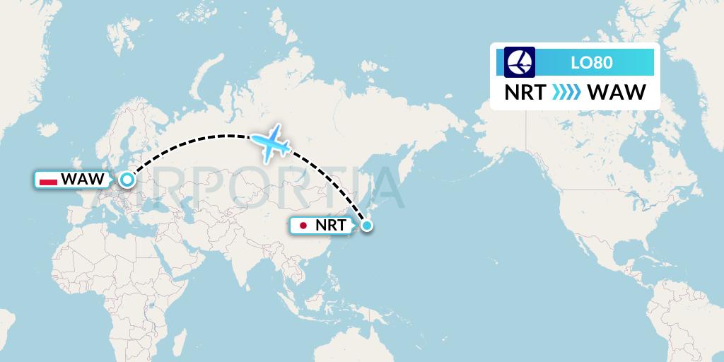 LO80 Flight Status LOT: Tokyo to Warsaw (LOT80)