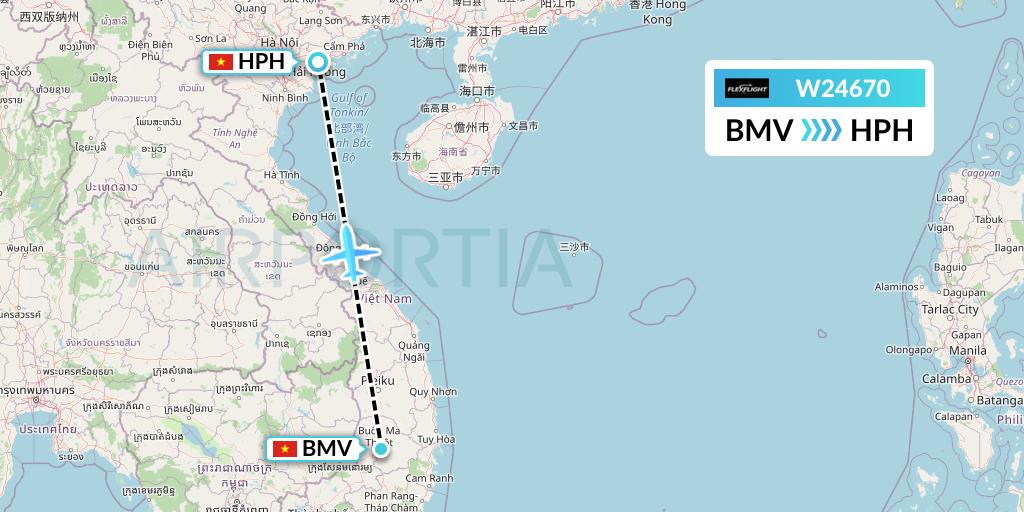 W24670 Flight Status Flex Flight: Buon Ma Thuot to Haiphong (FXT4670)