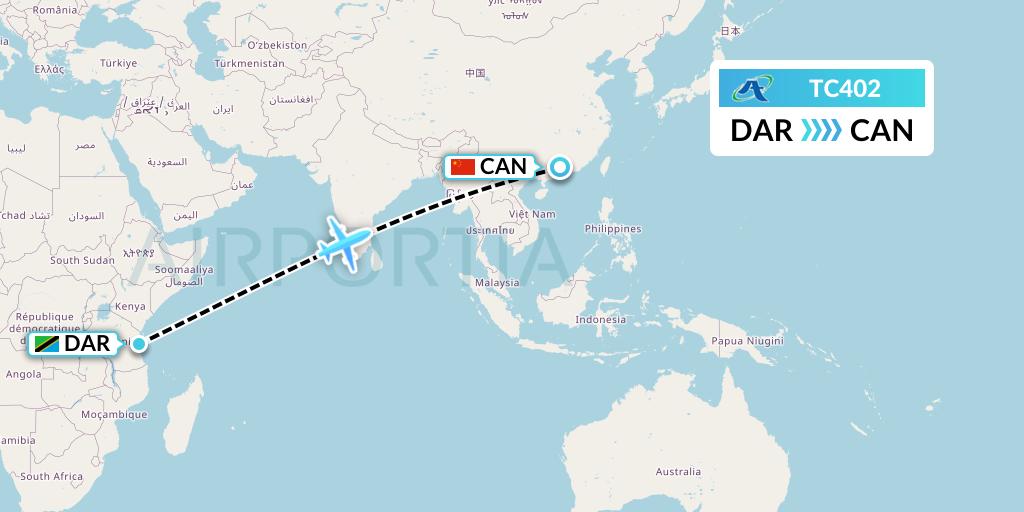 TC402 Flight Status Air Tanzania: Dar-es-Salaam to Guangzhou (ATC402)