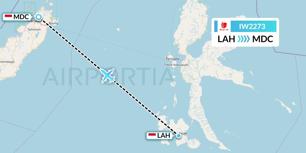 IW2273 Flight Status Wings Air: Labuha-Halmahera Island to Manado (WON2273)