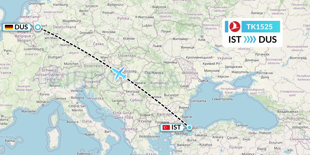 TK1525 Flight Status Turkish Airlines: Istanbul to Dusseldorf (THY1525)