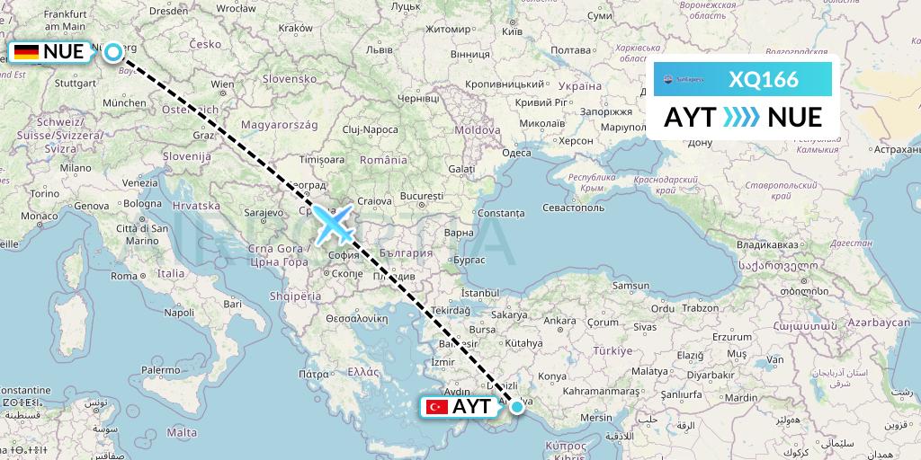 XQ166 Flight Status SunExpress: Antalya to Nurnberg (SXS166)
