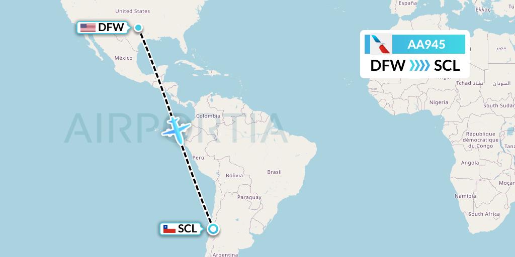 AA945 Flight Status American Airlines: Dallas to Santiago (AAL945)