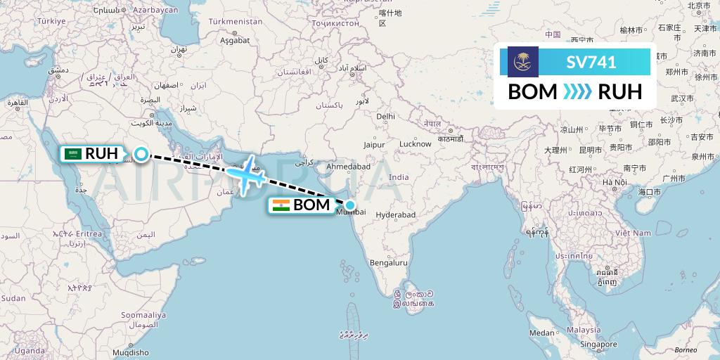 SV741 Flight Status Saudi Arabian Airlines: Mumbai to Riyadh (SVA741)