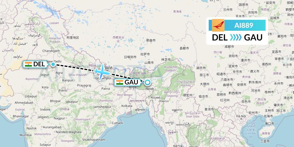 AI889 Flight Status Air India: Delhi to Guwahati (AIC889)