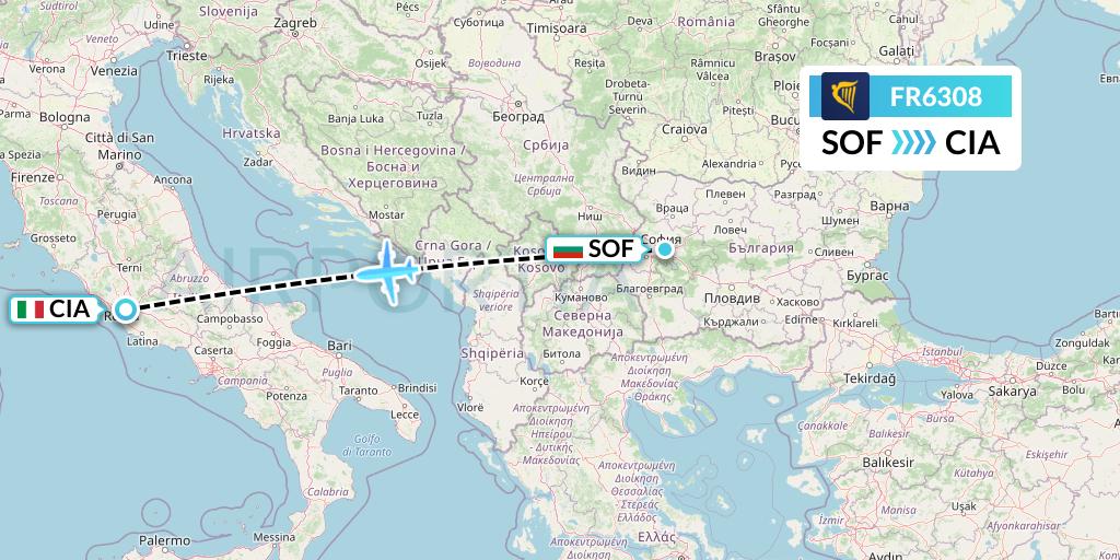 FR6308 Flight Status Ryanair: Sofia to Rome (RYR6308)