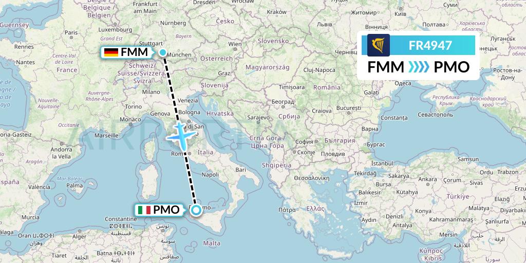FR4947 Flight Status Ryanair: Memmingen to Palermo (RYR4947)