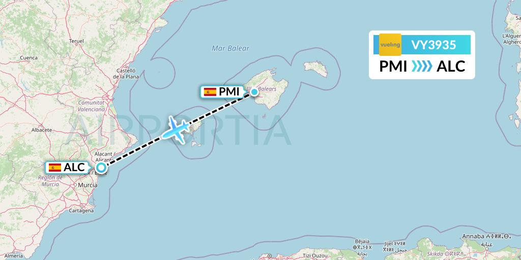 VY3935 Flight Status Vueling: Palma de Mallorca to Alicante (VLG3935)