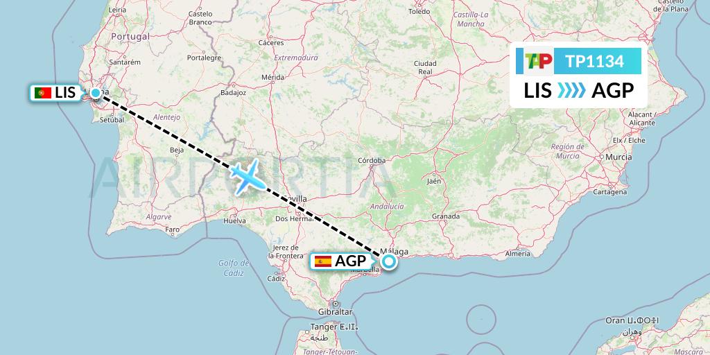 TP1134 Flight Status TAP Portugal: Lisbon to Malaga (TAP1134)
