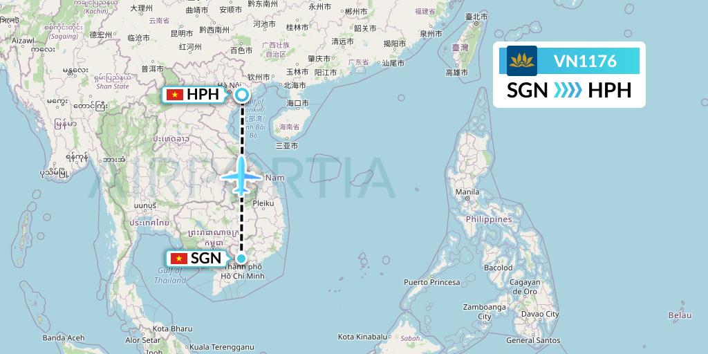 VN1176 Flight Status Vietnam Airlines: Ho Chi Minh City to Haiphong ...