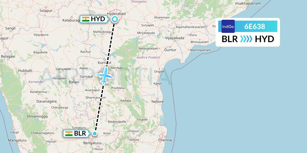 6E638 Flight Status IndiGo Airlines: Bangalore to Hyderabad (IGO638)