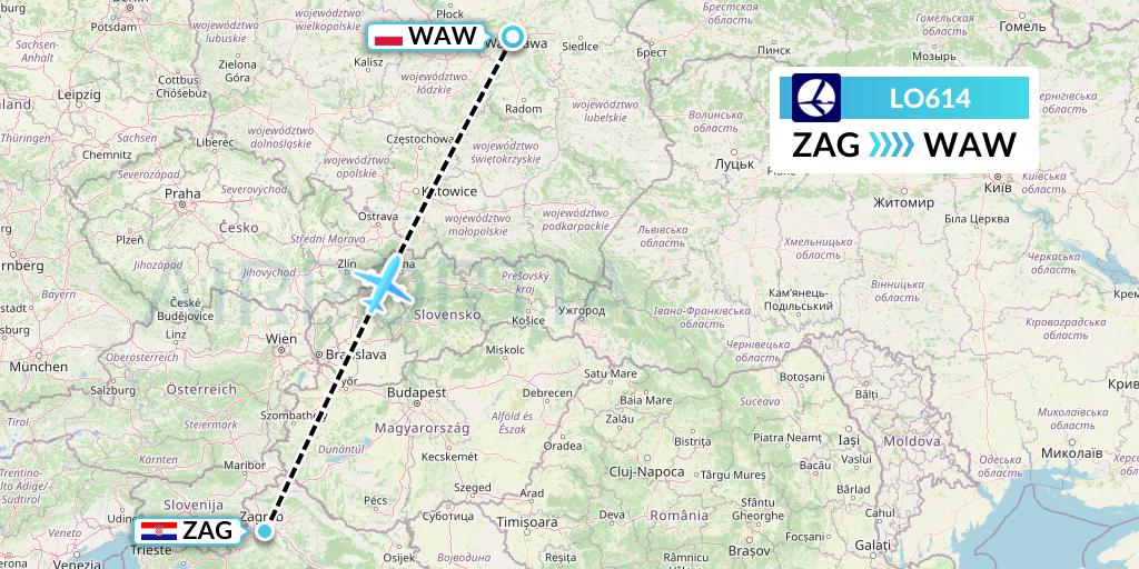 LO614 Flight Status LOT: Zagreb to Warsaw (LOT614)