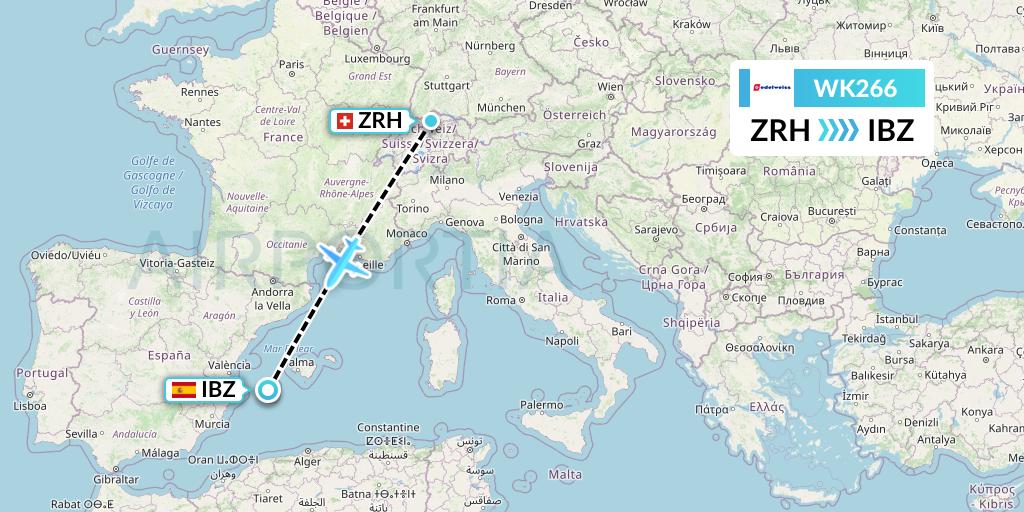 WK266 Flight Status Edelweiss Air: Zurich to Ibiza (EDW266)