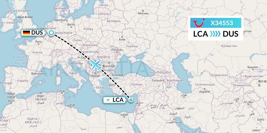X34553 Flight Status TUI fly Germany: Larnaca to Dusseldorf (TUI4553)