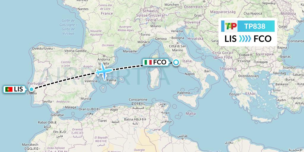 TP838 Flight Status TAP Portugal: Lisbon to Rome (TAP838)