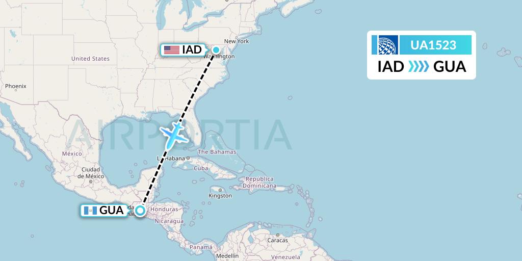 UA1523 Flight Status United Airlines: Washington to Guatemala City ...