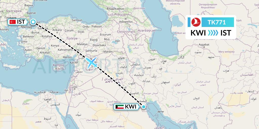 TK771 Flight Status Turkish Airlines: Kuwait City to Istanbul (THY771)