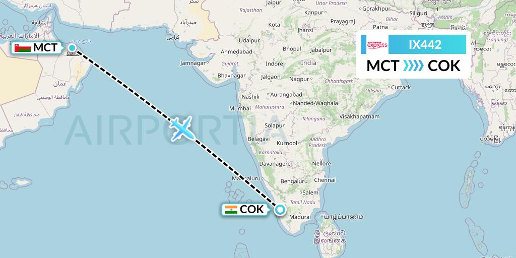 IX442 Flight Status Air India Express: Muscat to Cochin (AXB442)