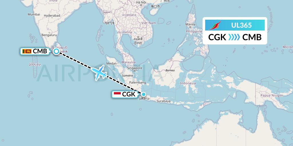 UL365 Flight Status SriLankan Airlines: Jakarta to Colombo (ALK365)