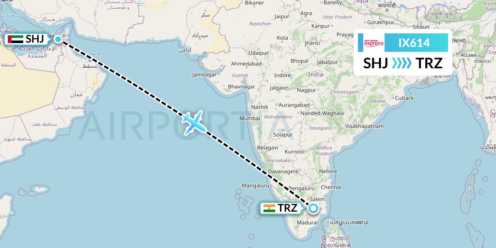 IX614 Flight Status Air India Express: Sharjah to Tiruchirapalli (AXB614)